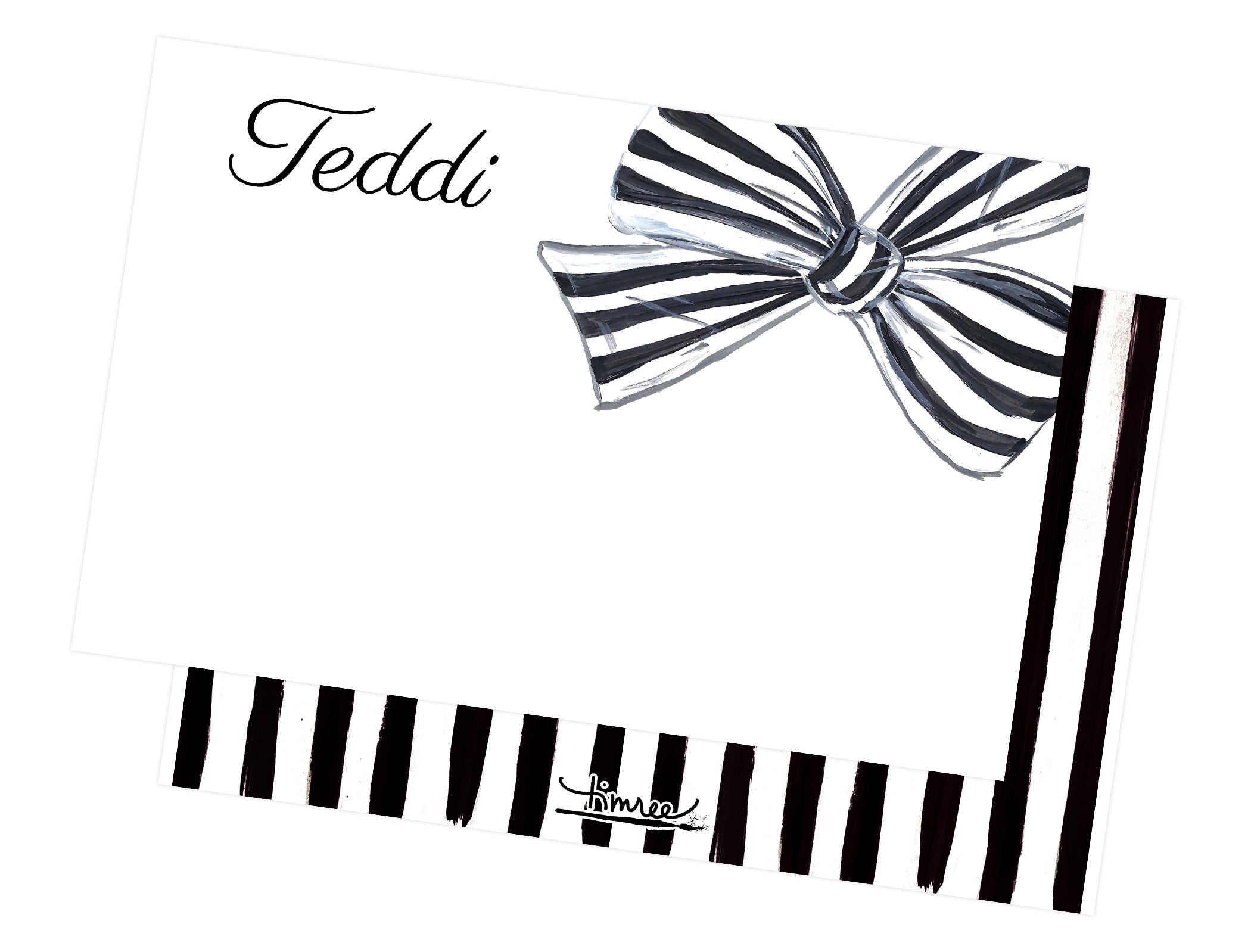 Personalized Black Bow Notecard Set - Timree