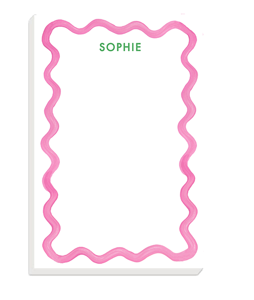 Personalized Pink and Green Wavy Notepad – Timree